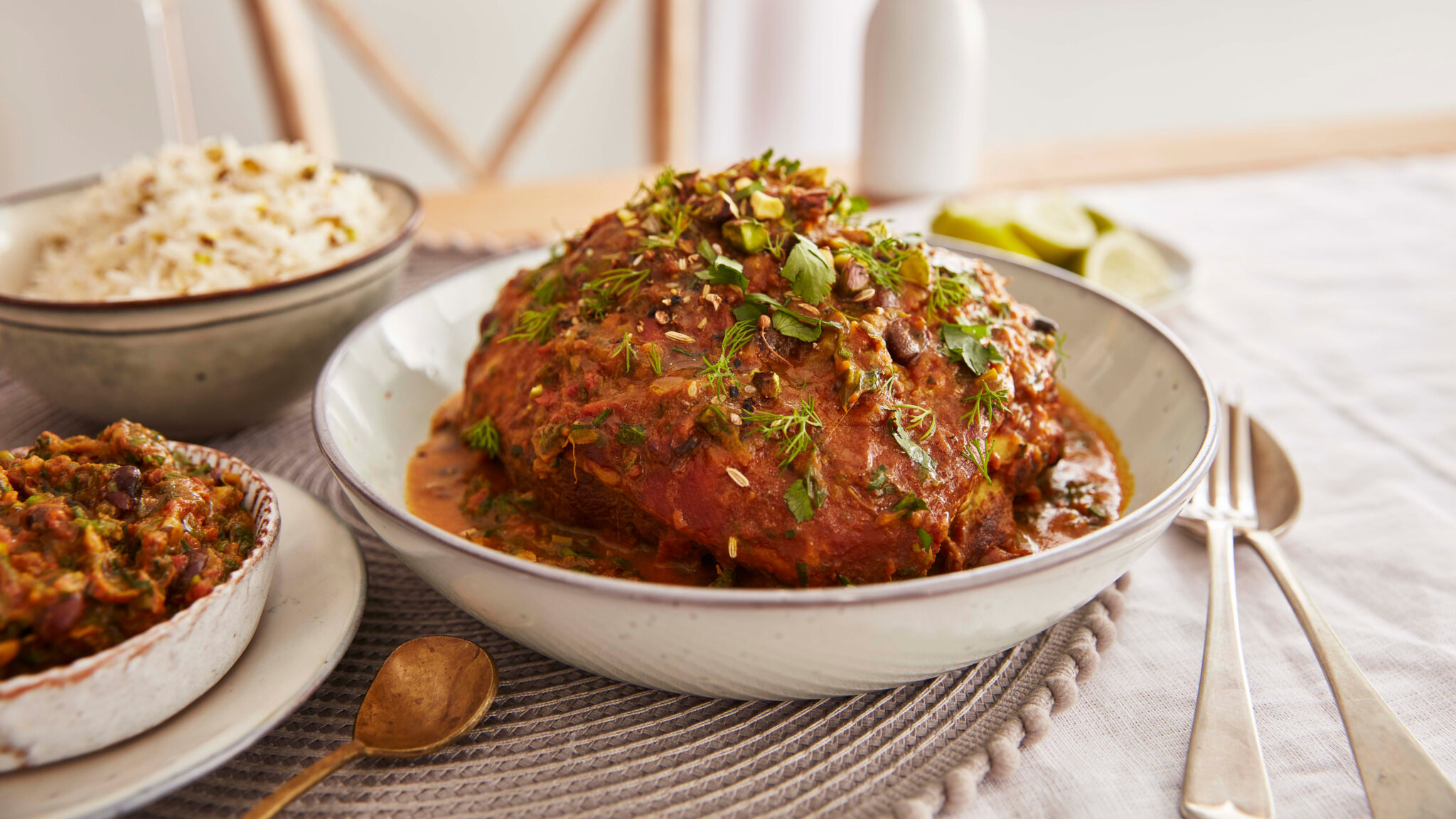 Slow Cooker Persian Lamb Cushion with Pistachio Rice Recipe | Booths ...