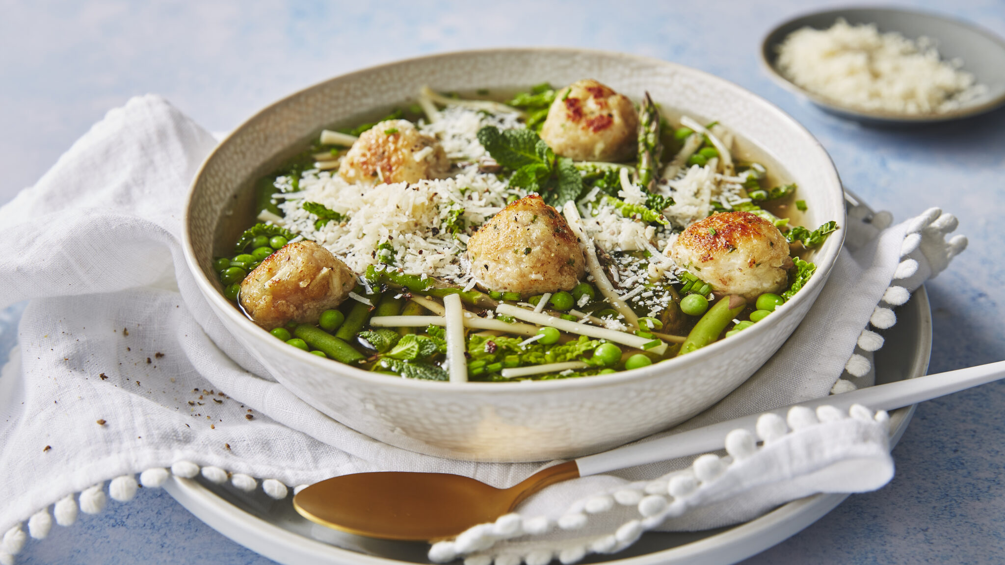 Spring Minestrone Soup with Chicken Meatballs | Booths Supermarket