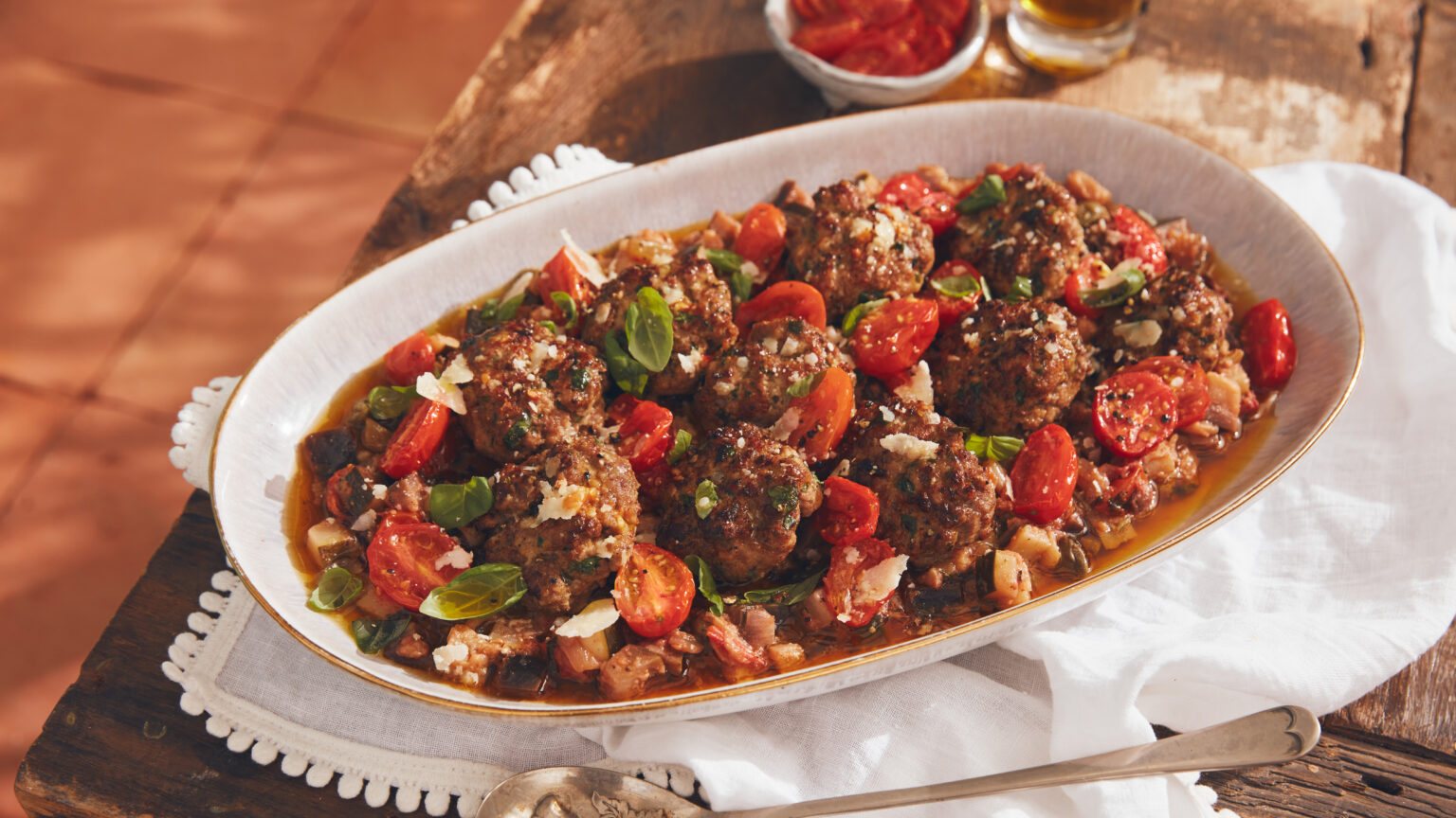 'Polpette Caponata' Pork and Beef Meatballs with Italian Slow Cooked ...
